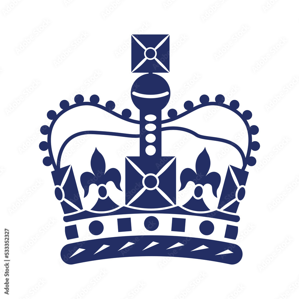 A simple blue crown as an icon on a white background, a royal symbol ...