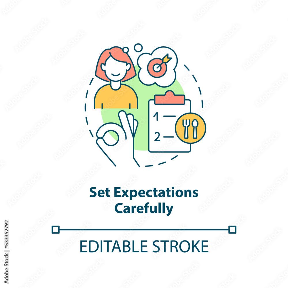 Set expectations carefully concept icon. Restaurant customer service ...