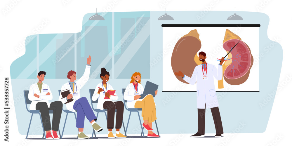 Medical College Students Listening Doctor Teacher Lecture In Classroom ...