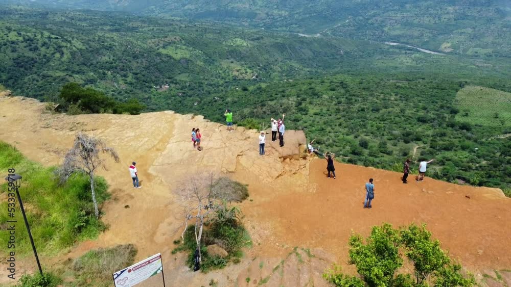 Colombia August 2022 Drone aerial view of Mirador Salto del Mico ...