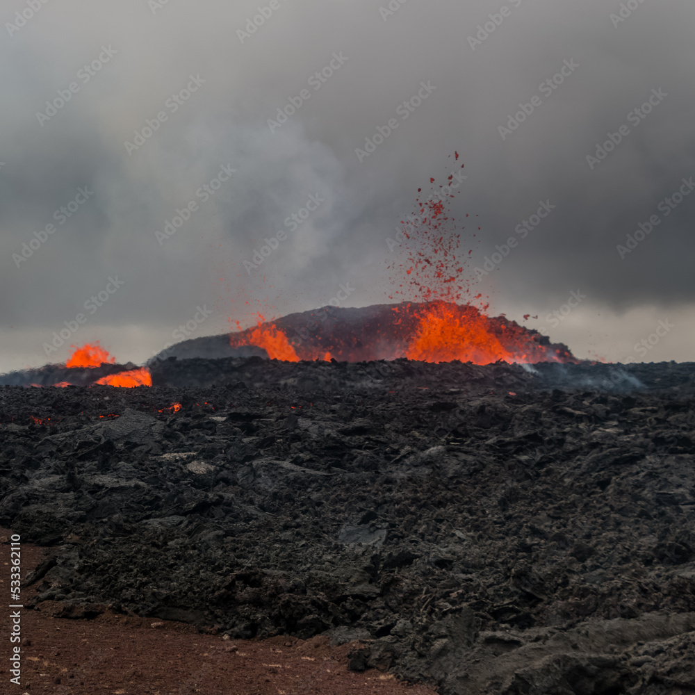 Fagradalsfjall Volcano Iceland, Eruption 2022 Close-Up, Active Crater ...