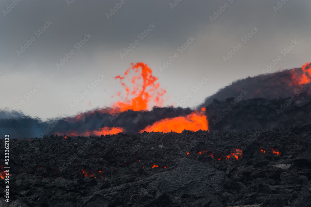 Fagradalsfjall Volcano Iceland, Eruption 2022 Close-Up, Active Crater ...