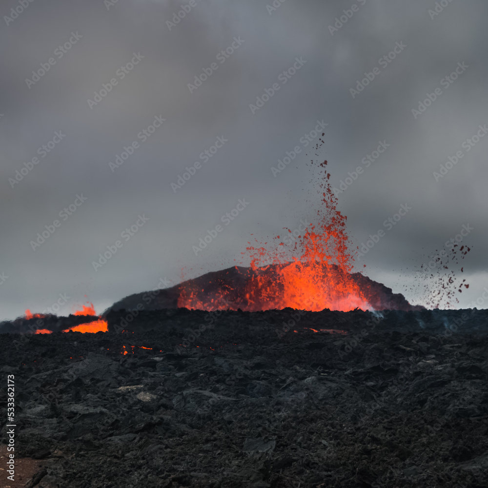Fagradalsfjall Volcano Iceland, Eruption 2022 Close-Up, Active Crater ...
