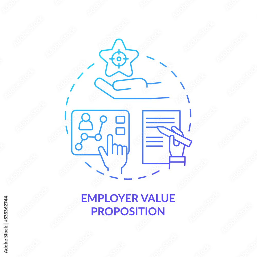 Employer value proposition blue gradient concept icon. HR management ...