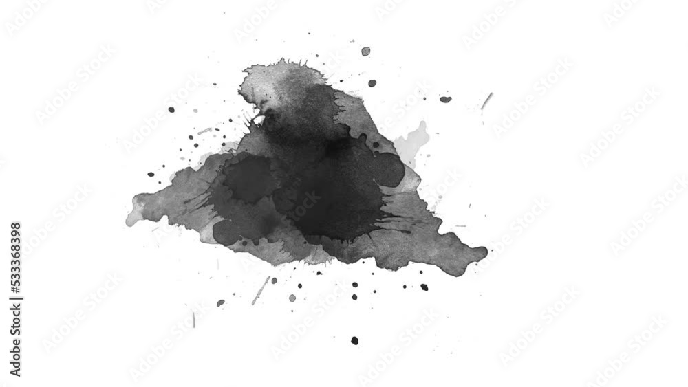 Ink brush stroke transition. Ink splash. Abstract ink brush blot, splat ...