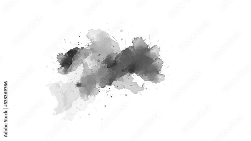 Ink brush stroke slow motion transition. Ink splash. Abstract ink brush ...
