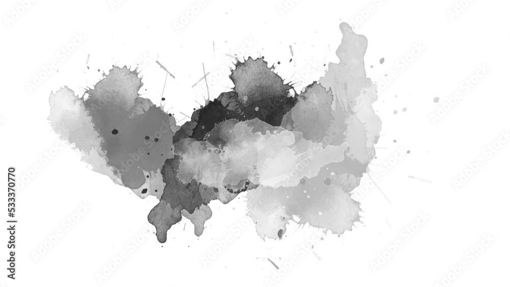 Ink brush stroke transition. Ink splash. Abstract ink brush blot, splat ...