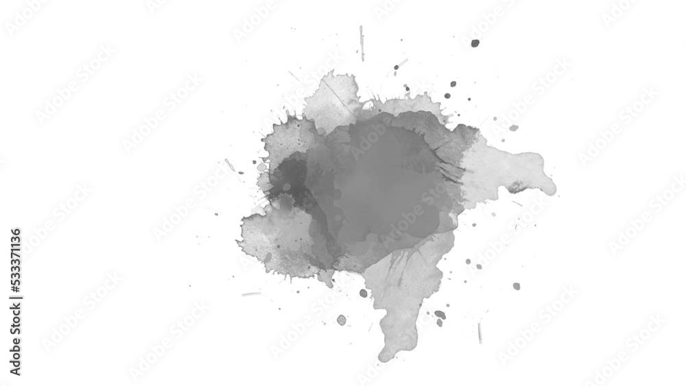 Ink brush stroke slow motion transition. Ink splash. Abstract ink brush ...