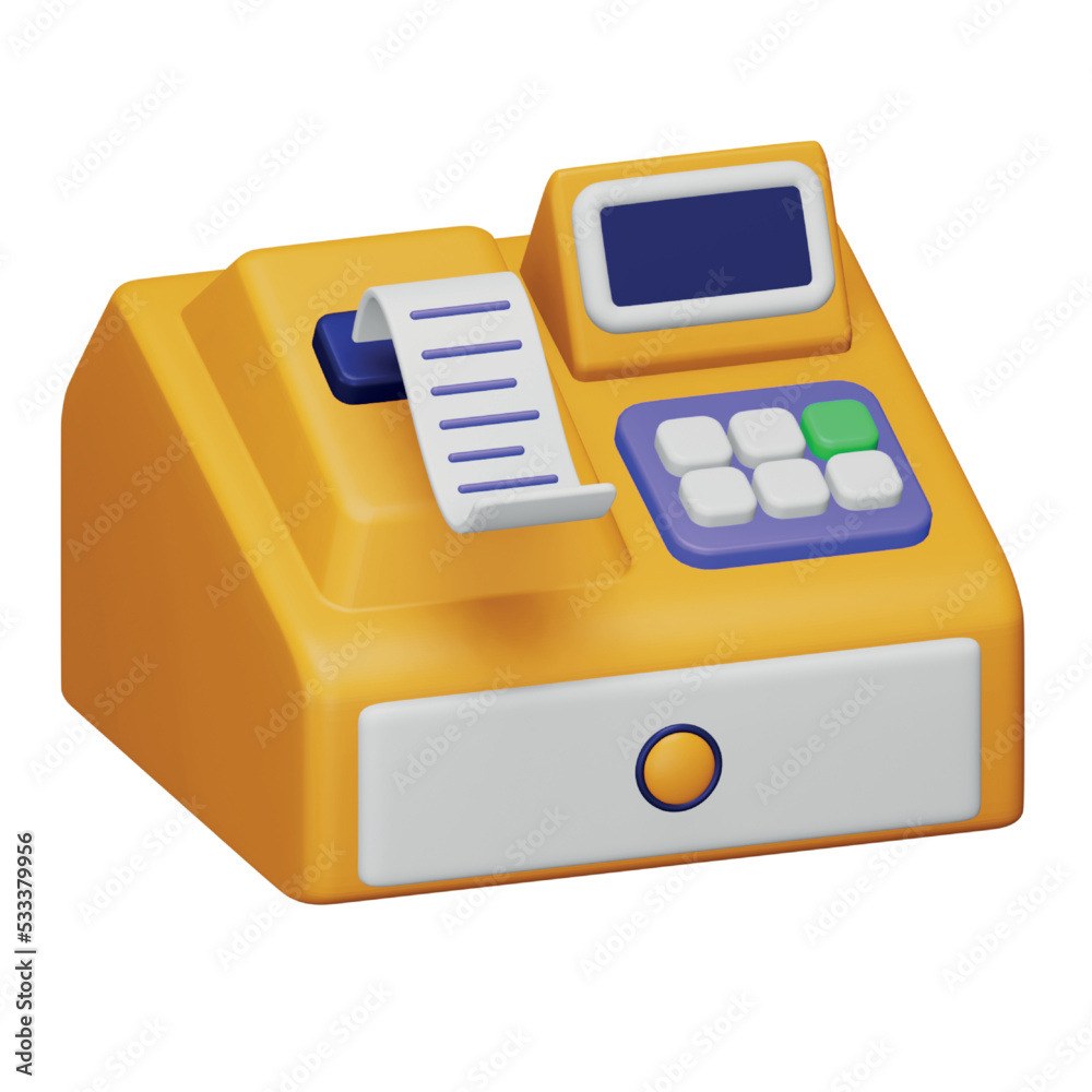 Billing machine 3d rendering isometric icon. Stock Vector | Adobe Stock