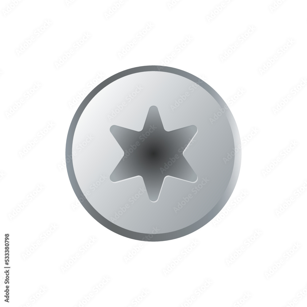 Realistic torx screw head isolated on white background. Construction ...