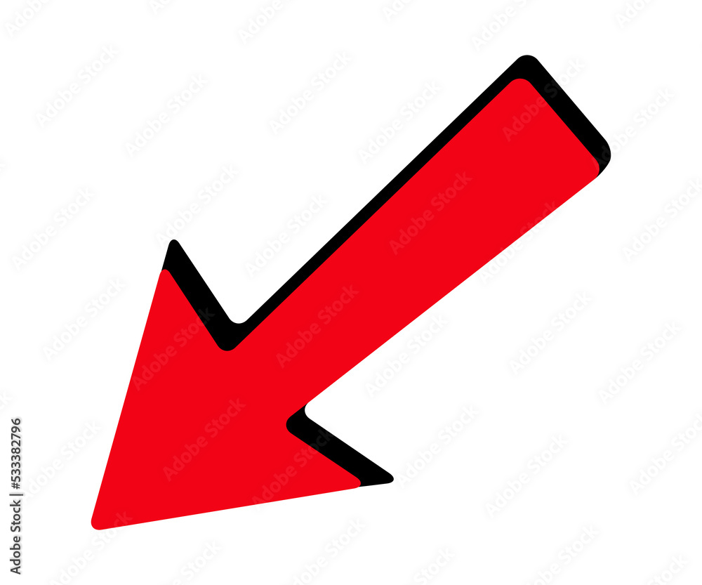 Red check down arrow. The modern red check mark is isolated on ...