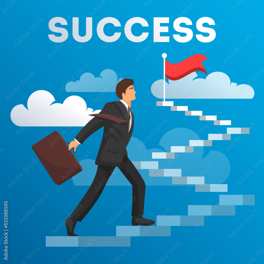 Business concept growth and the path to success. Man climbing career ...