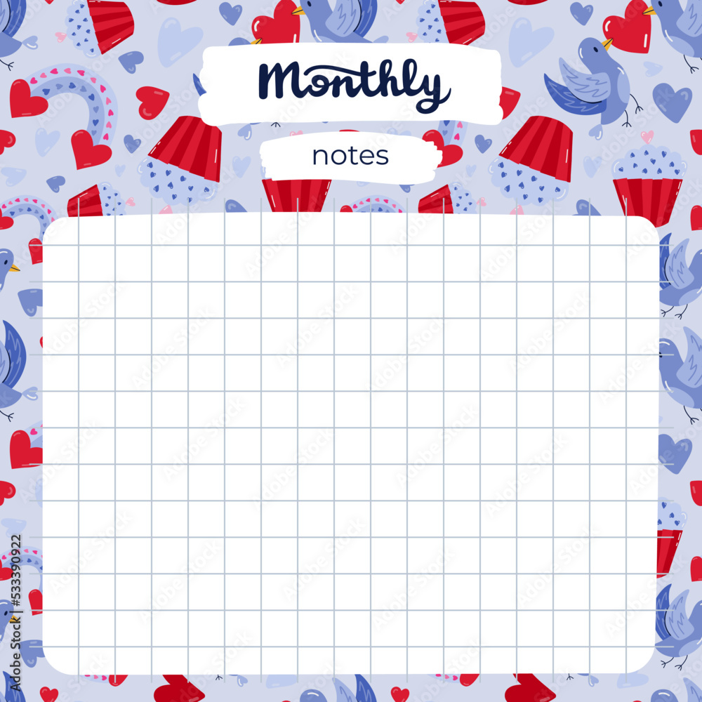 Cute scrapbook templates for planner (notes, to do, to buy, to read ...