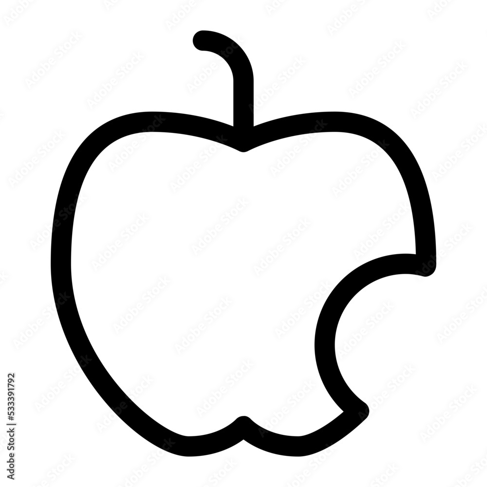 apple bite outline icon Stock Vector | Adobe Stock