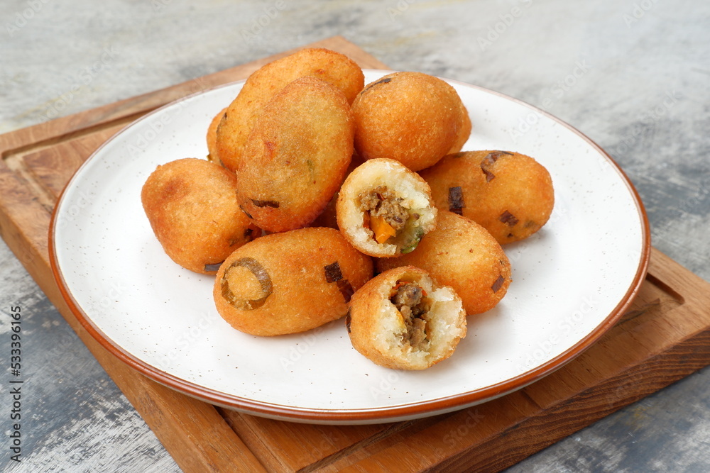 combro, a typical food of West Java, made from oncom and cassava. Stock ...