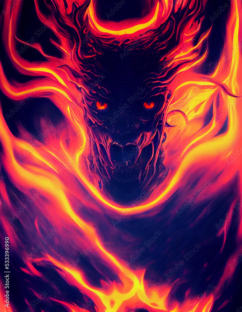 Savage Horrible Infernal Furious Blazing Satan 3D Conceptual Art ...