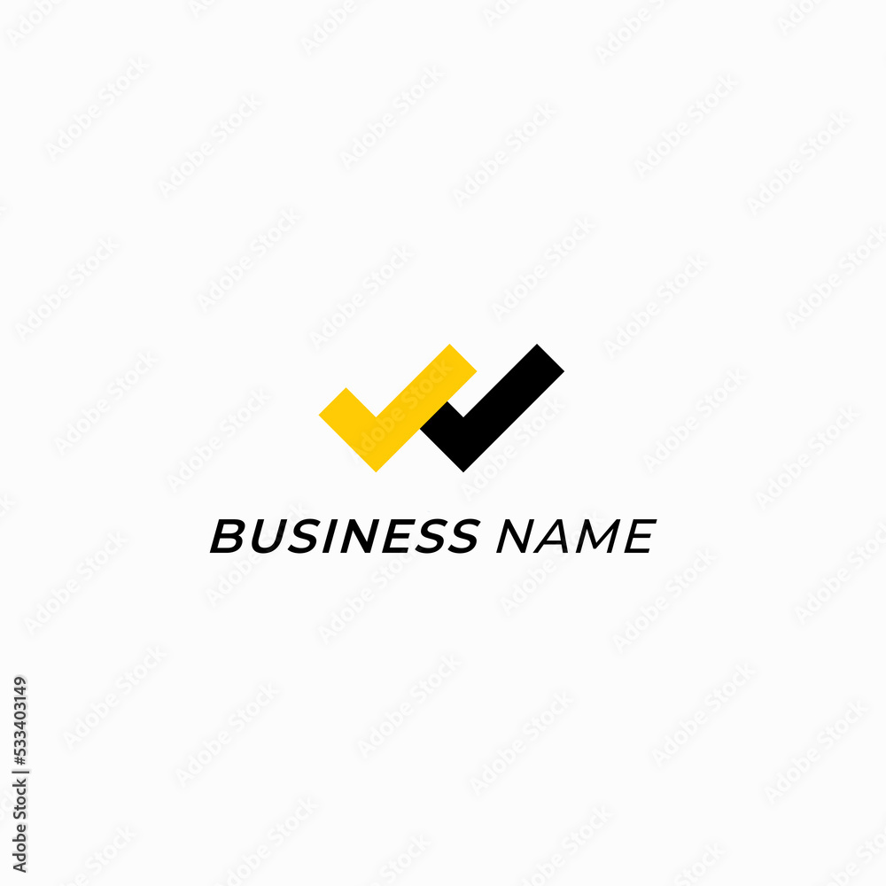 design logo creative check mark and letter W Stock Vector | Adobe Stock
