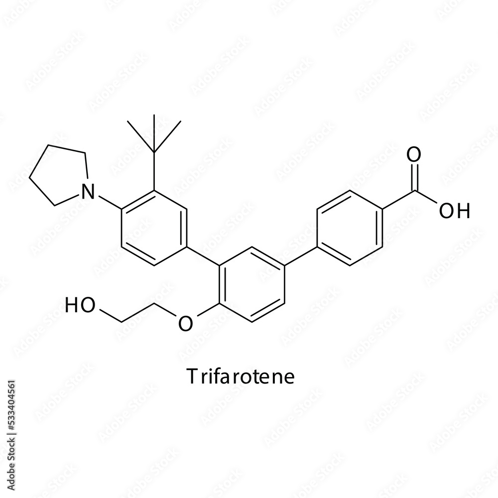 Trifarotene molecule flat skeletal structure, 4th generation retinoid ...