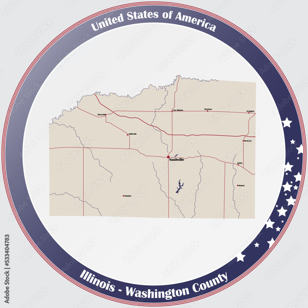 Large and detailed map of Warren county in Illinois, USA. Stock Vector ...