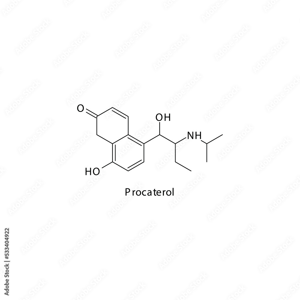 Procaterol molecule flat skeletal structure, beta agonist used in ...