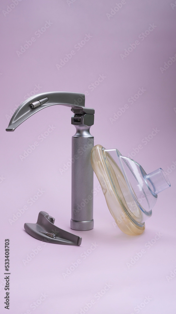 intubation set: laryngoscope and endotracheal tubes for the ventilator ...