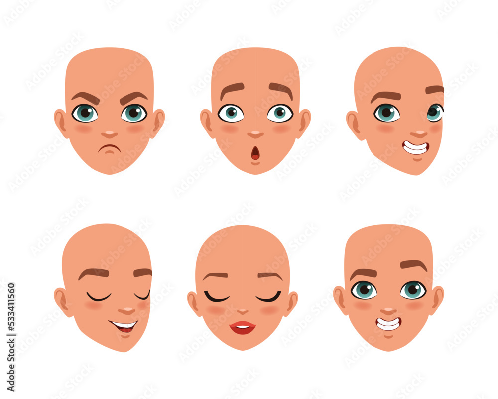 Face of cute child with different face expression set. Cute children ...