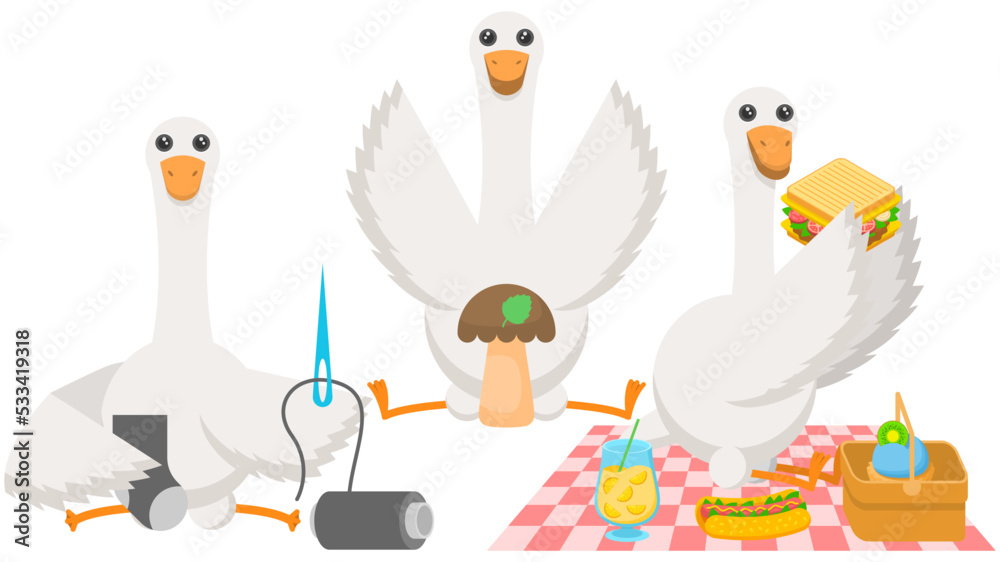 Vecteur Stock Set Abstract Collection Flat Cartoon Different Animal ...