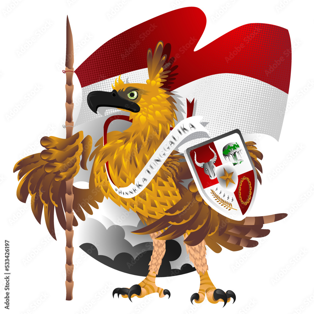 Javan Hawk Eagle Garuda Pancasila Symbol Of Indonesia Country. Hari ...