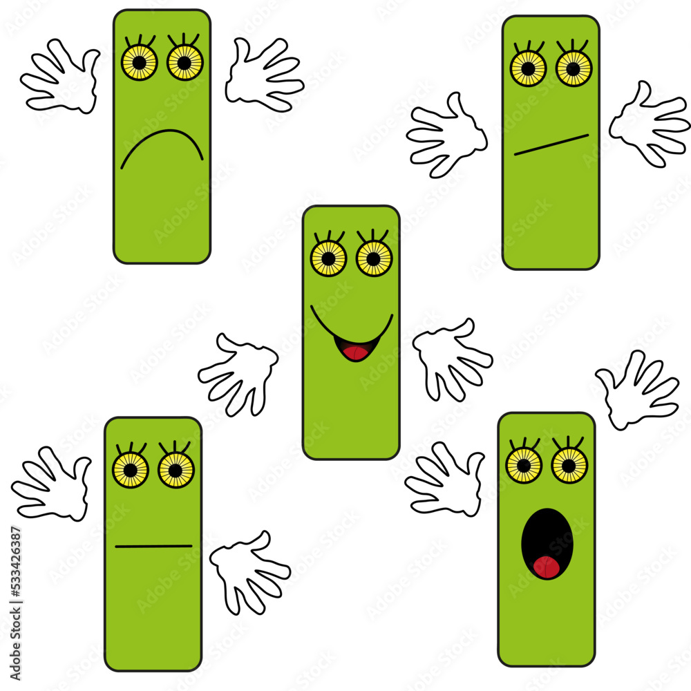 Beautiful worms wirh different kind of emotion on the face with hands ...