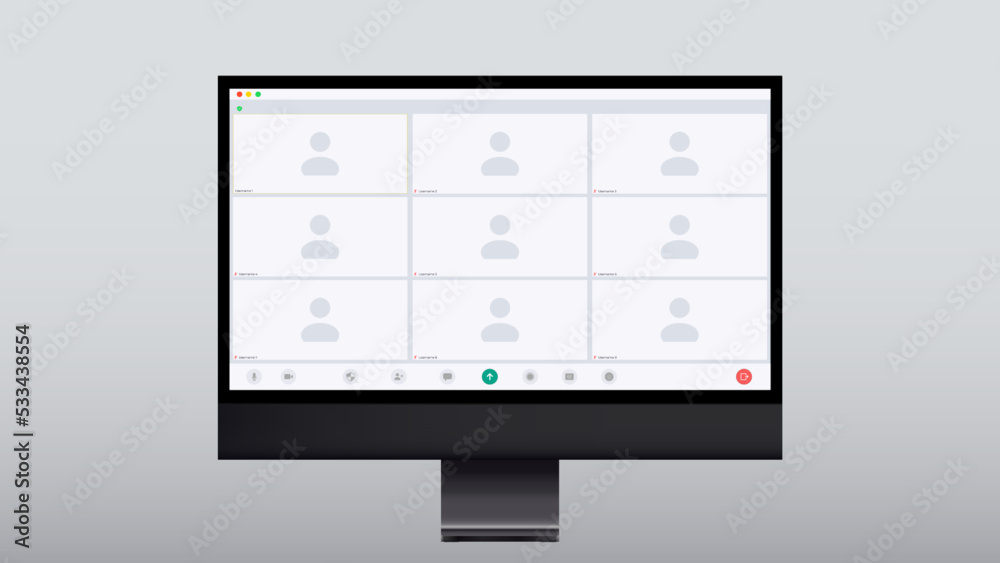 Mockup video conferencing and online meeting workspace vector page ...
