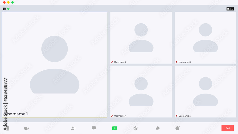 Zoom Interface. Video Call Template. Meeting App Flat Vector UI ... Zoom Interface. Video Call Template. Meeting App Flat Vector UI ...