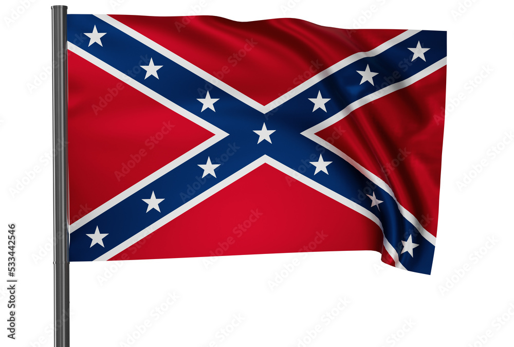 Confederate battle flag of American civil war, waved on wind, PNG with ...