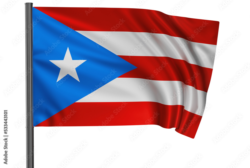 Puerto Rico national flag, waved on wind, PNG with transparency Stock ...