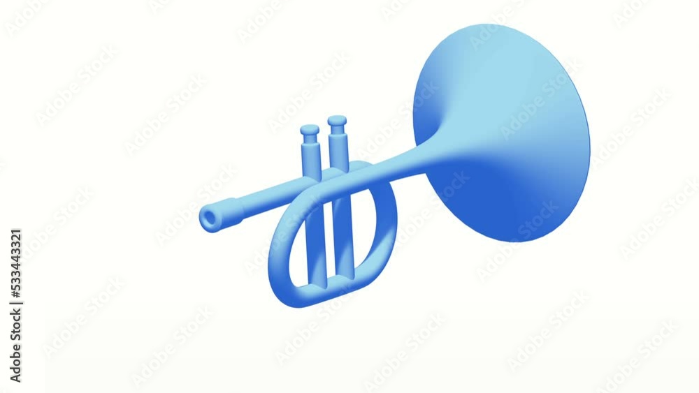 Trumpet pipe fife musical instrument spin on white background. 4K ...