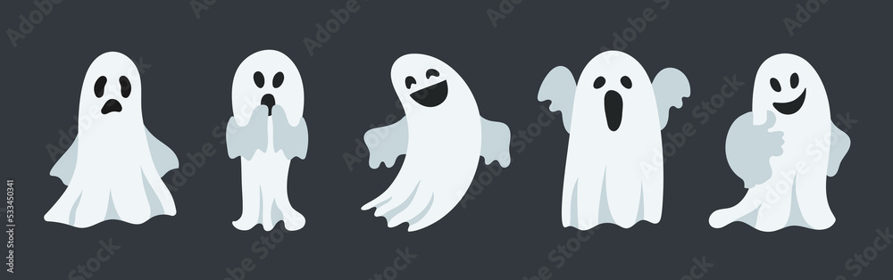 Ghost. Set of ghosts with different emotions. Vector clipart isolated ...