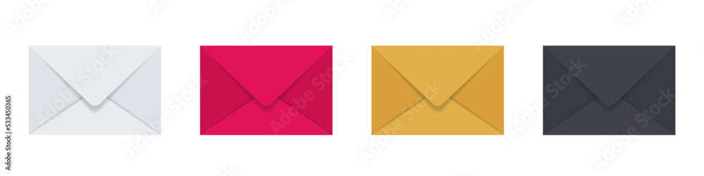 Envelopes. A set of multi-colored envelopes. Vector clipart isolated on ...