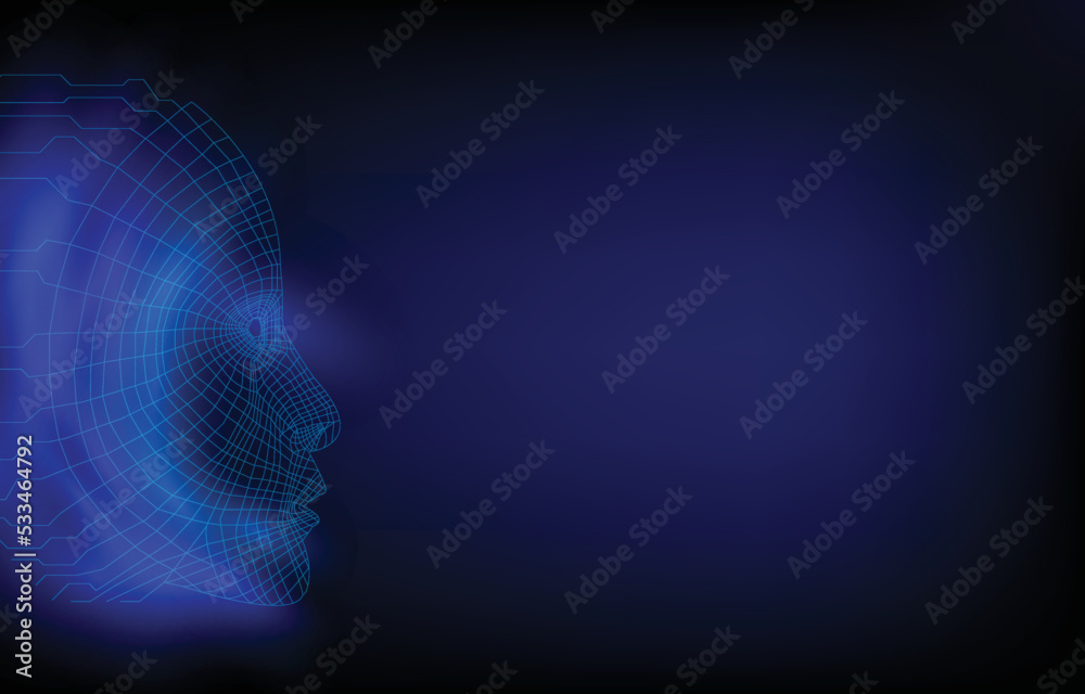 Artificial intelligence. Robotic head outline. Abstract digital ...