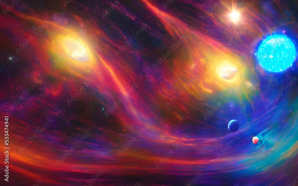 Ilustrace „The dreamy psychedelic solar system is a beautiful and ...