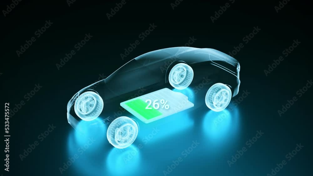 Electric Vehicle fully charging battery using DC fast charger, smart ...