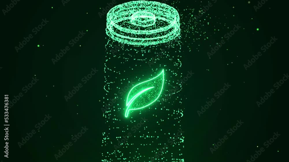 Lithium ion battery recharging with eco leaf symbol, clean renewable ...