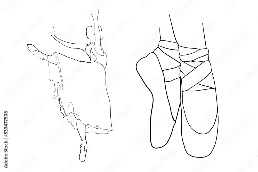 Ballet Dancer ballerina. Dancer ballerina silhouette on a white ...