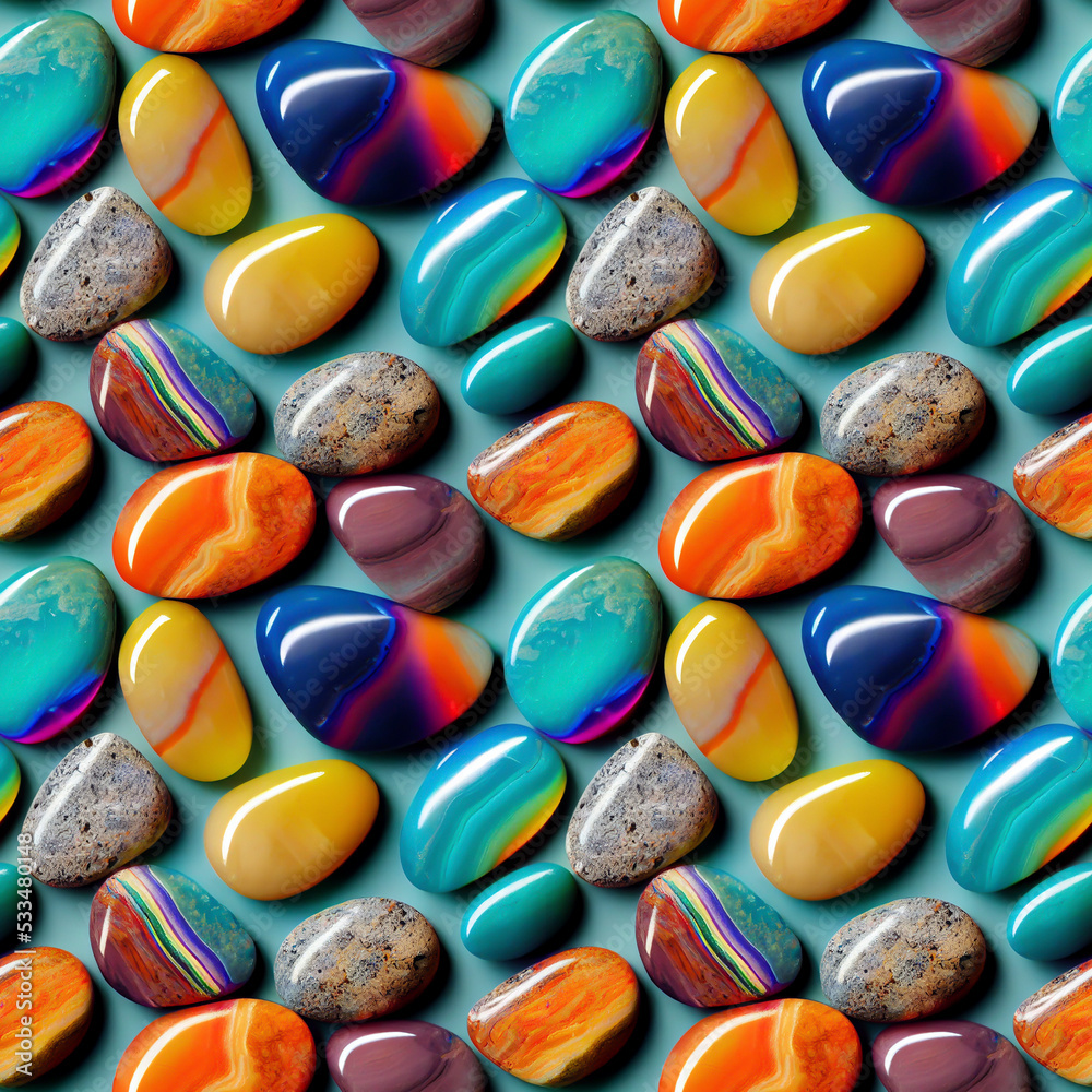 Colorful polished stones background, stones seamless pattern, sea ...