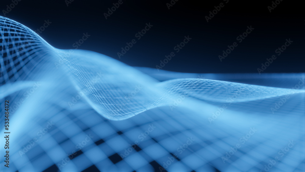 Modern abstract blue glowing grid or wireframe structure as virtual ...