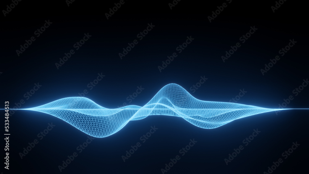 Modern Abstract Blue Glowing Grid Or Wireframe Structure As Virtual Background Or Digital