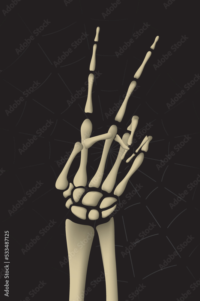 Dead Man Realistic Skeleton Hand Showing Peace or Victory Fingers Sign ...