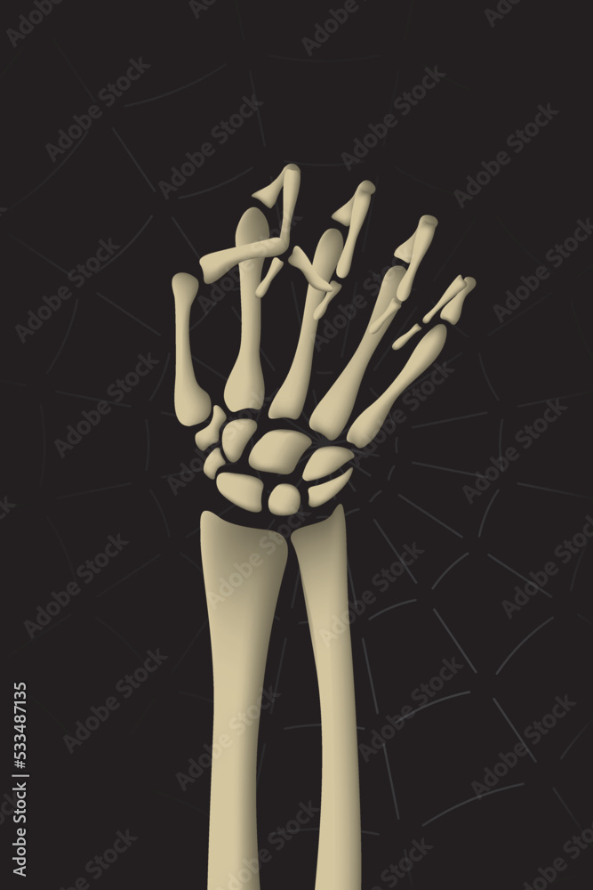 Human Skeleton Realistic Raised Hand Clenched into Fist as Power Hand ...