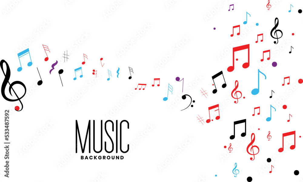 Colorful music notes background. music notes vector background Stock ...