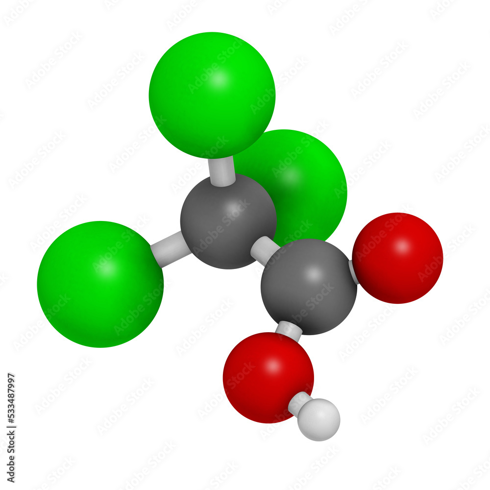 Trichloroacetic acid (TCA) molecule. Used in dermatological treatment ...
