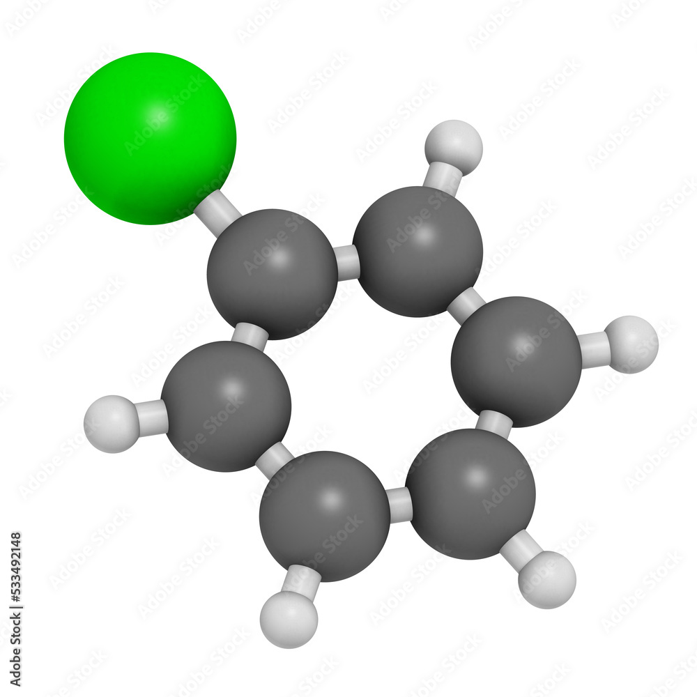 Chlorobenzene industrial solvent molecule. Stock Illustration | Adobe Stock