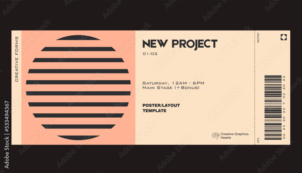 Vecteur Stock Ticket vector template layout with abstract vector ...